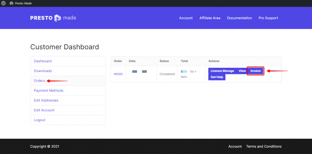 How To Get An Invoice For Presto Player Purchase?